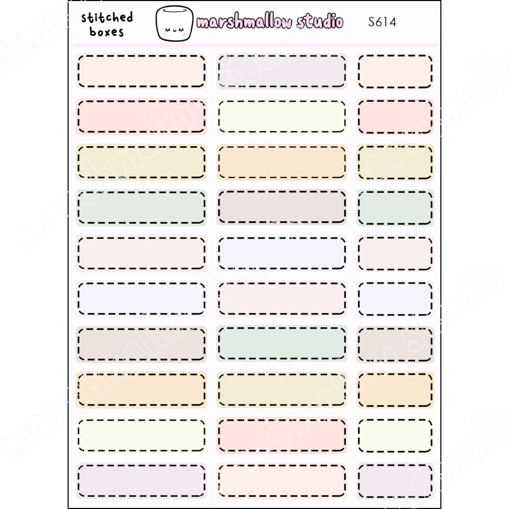 STITCHED BOX STICKERS - NEUTRAL TONE - S614