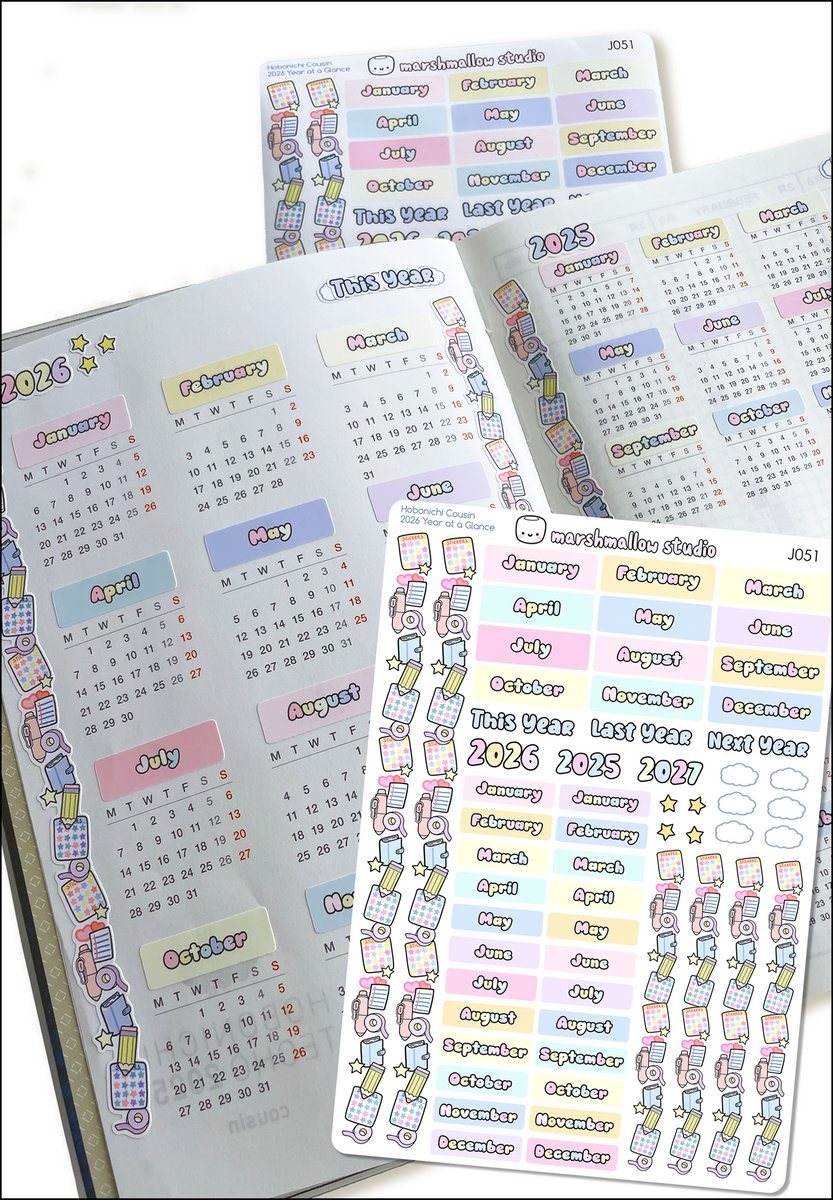 2026 YEAR AT A GLANCE STICKER SET - HOBO COUSIN / A5 - J051