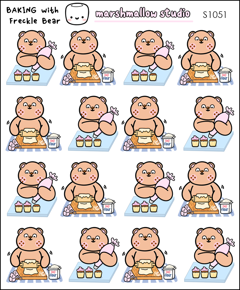 FRECKLE BEAR - BAKING STICKERS - S1051
