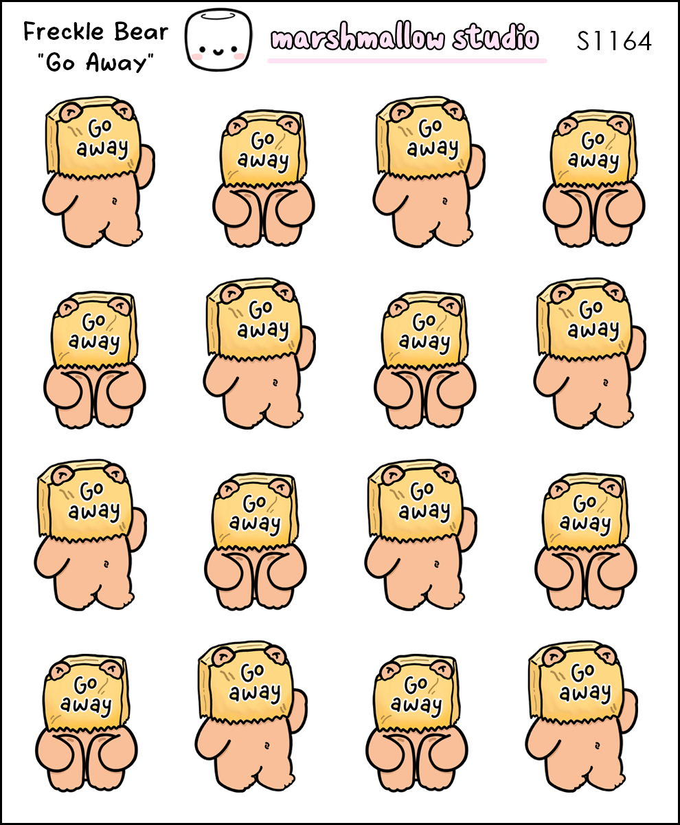 FRECKLE BEAR "GO AWAY" STICKERS - S1164