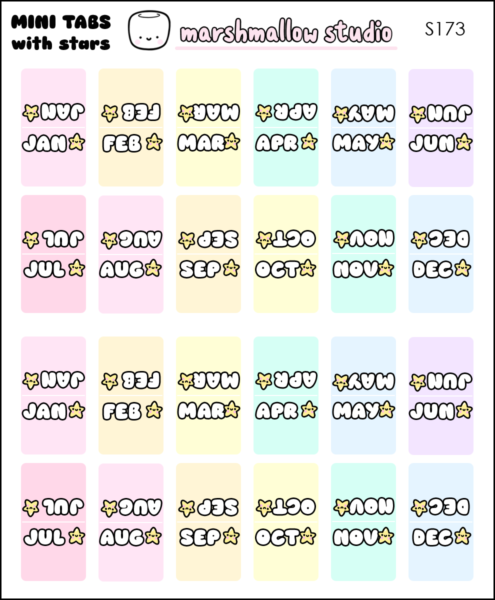 MINI MONTHLY TABS - PLANNER STICKERS - S173