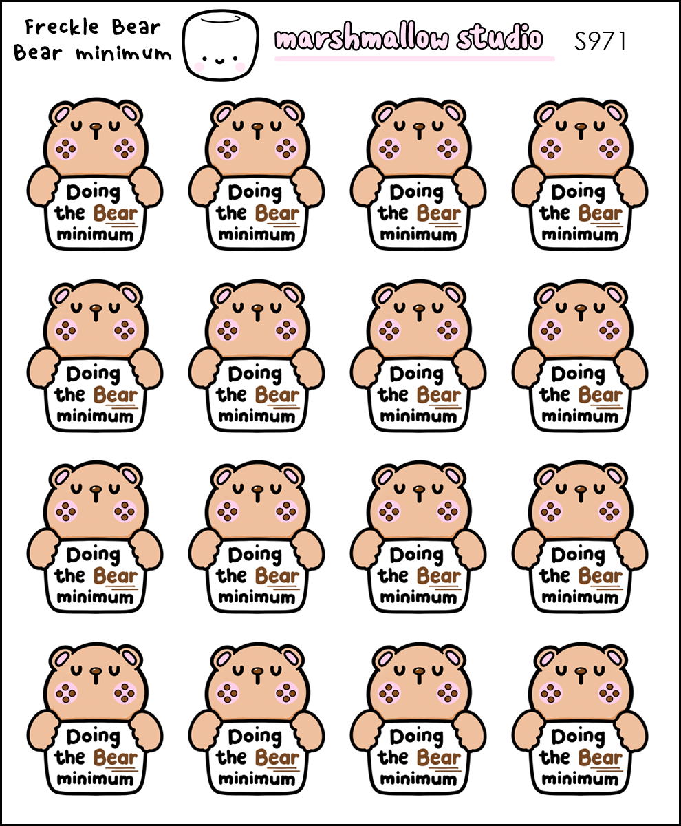 FRECKLE BEAR - BEAR MINIMUM STICKERS - S971