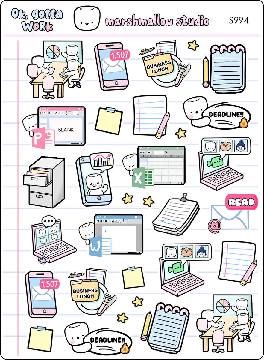 OK, GOTTA WORK STICKER SAMPLER - S994