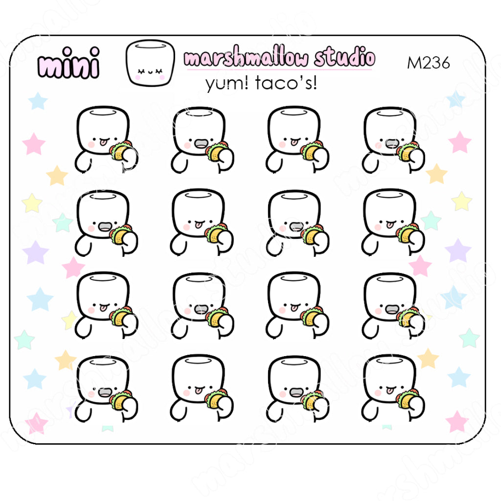COCOA - YUM TACO'S - MINI STICKERS - PLANNER STICKERS - M236