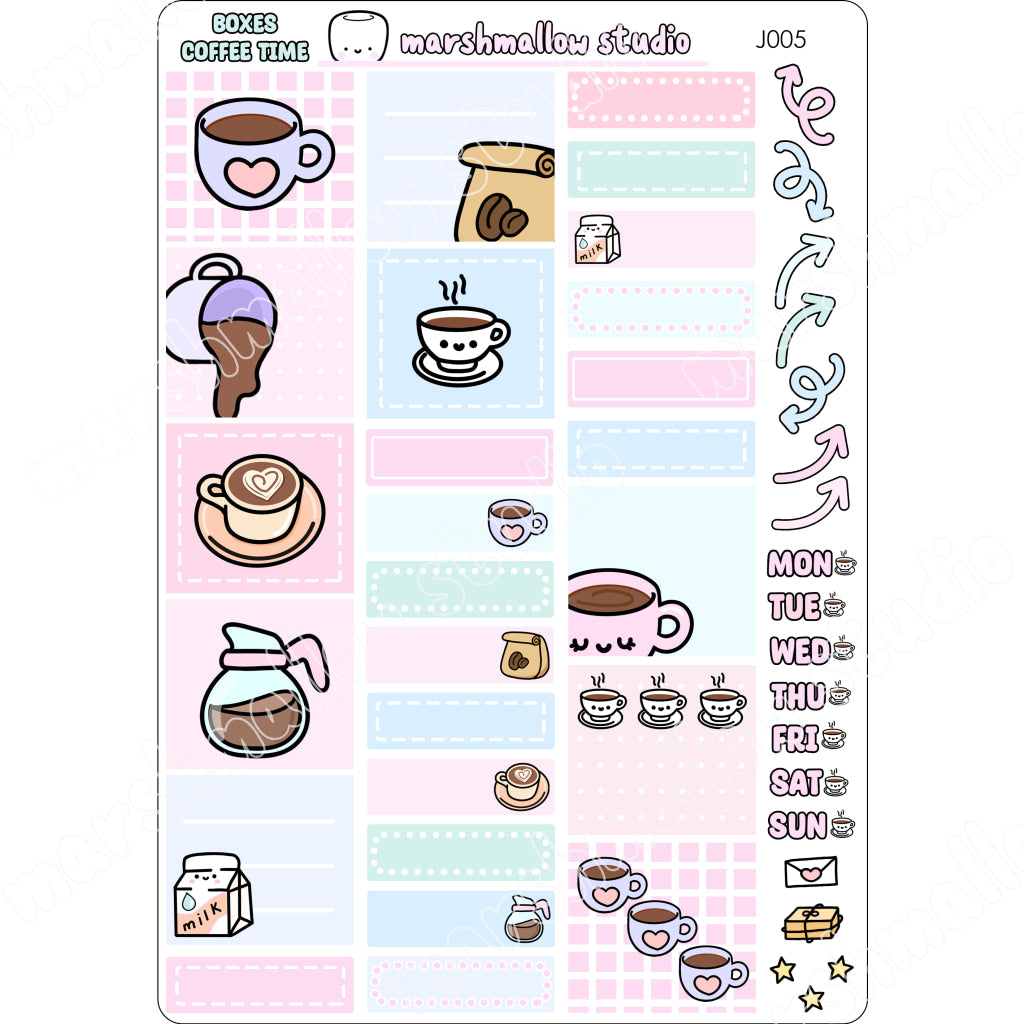 COFFEE BOX STICKERS - JUMBO SHEET - J005