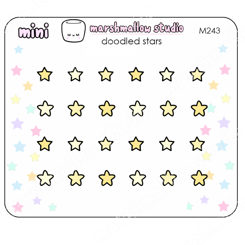 DOODLED STARS - MINI STICKERS - PLANNER STICKERS - M243