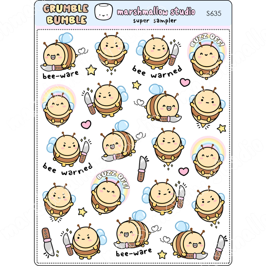 GRUMBLE BUMBLE STICKER SAMPLER - S635