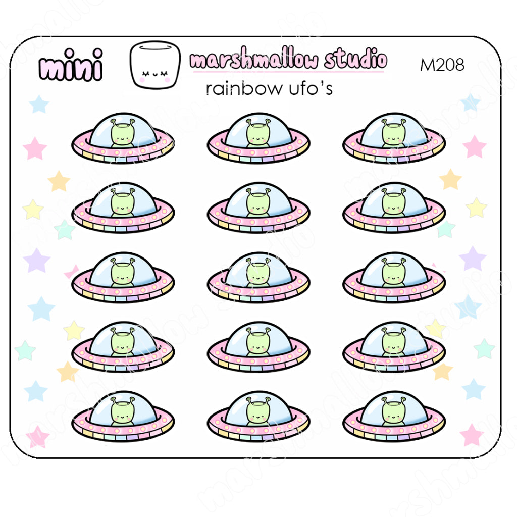 MINI STICKERS - RAINBOW UFO'S - PLANNER STICKERS - M208