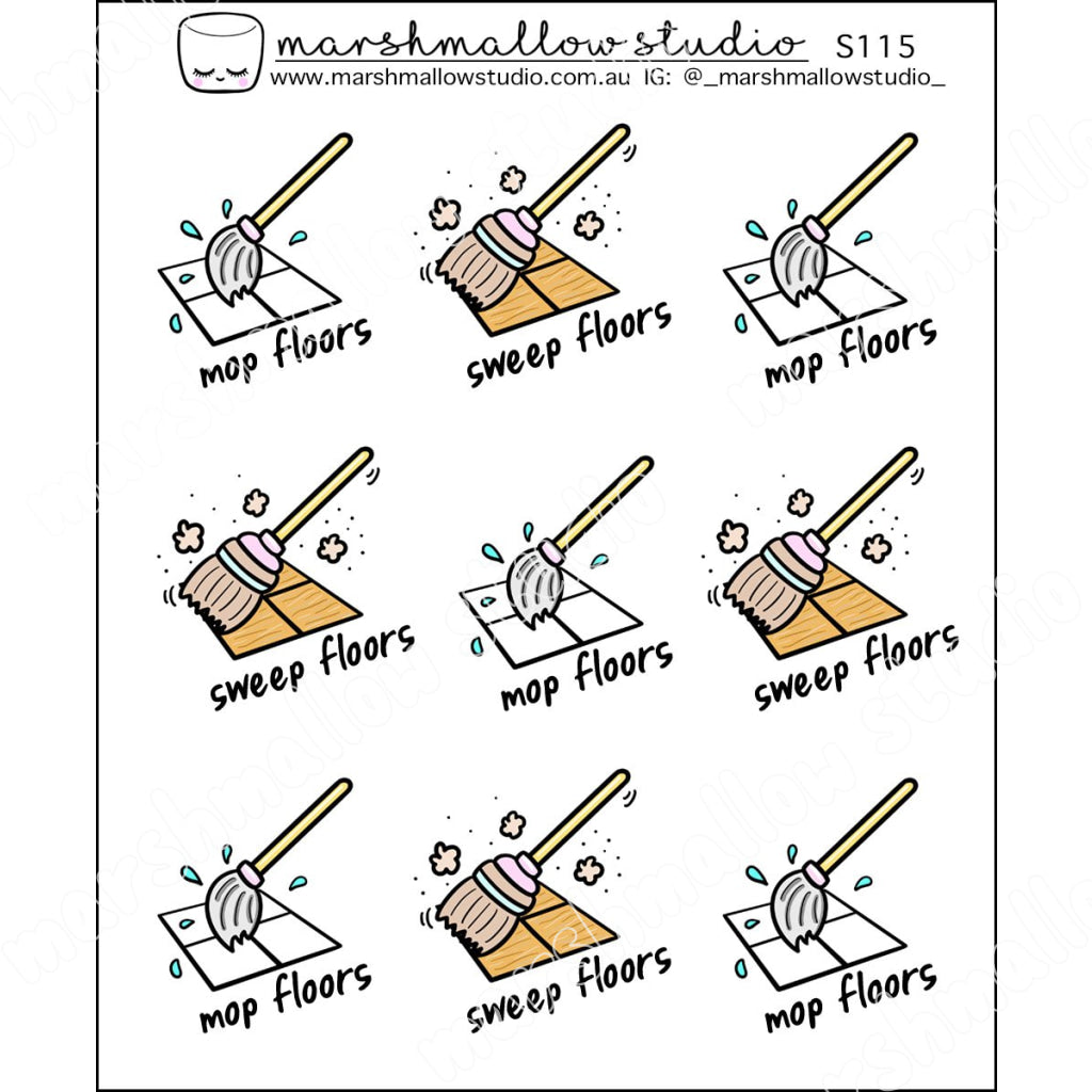 MOP FLOORS / SWEEP FLOORS STICKERS - S115