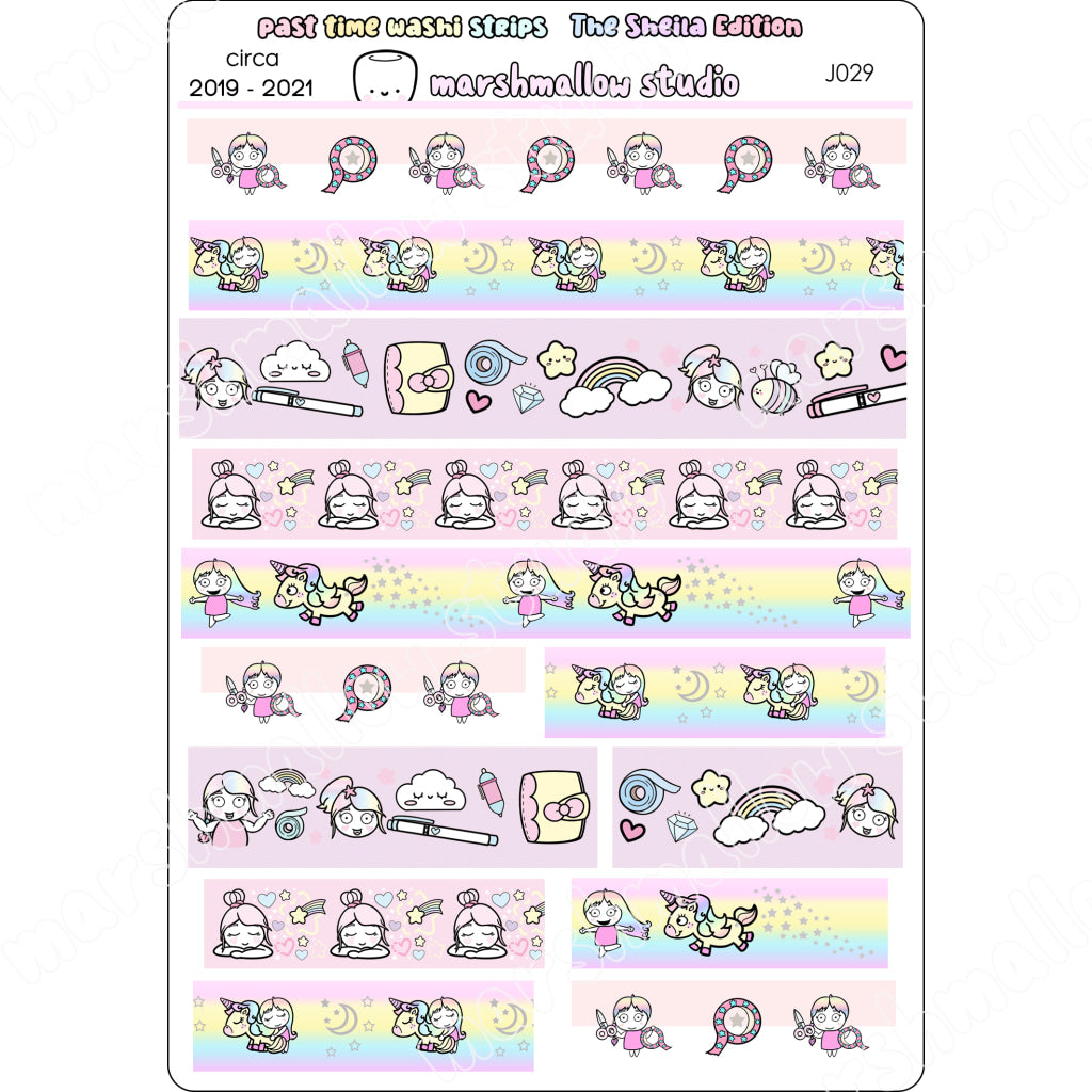 PAST TIME WASHI STRIPS - SHEILA EDITION - JUMBO SHEET - J029