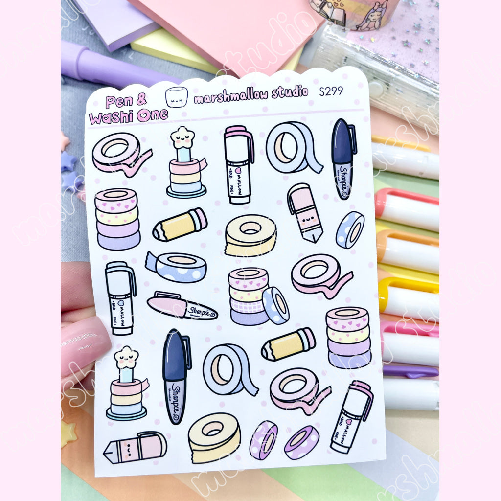 PEN & WASHI ONE STICKER SAMPLER - S299