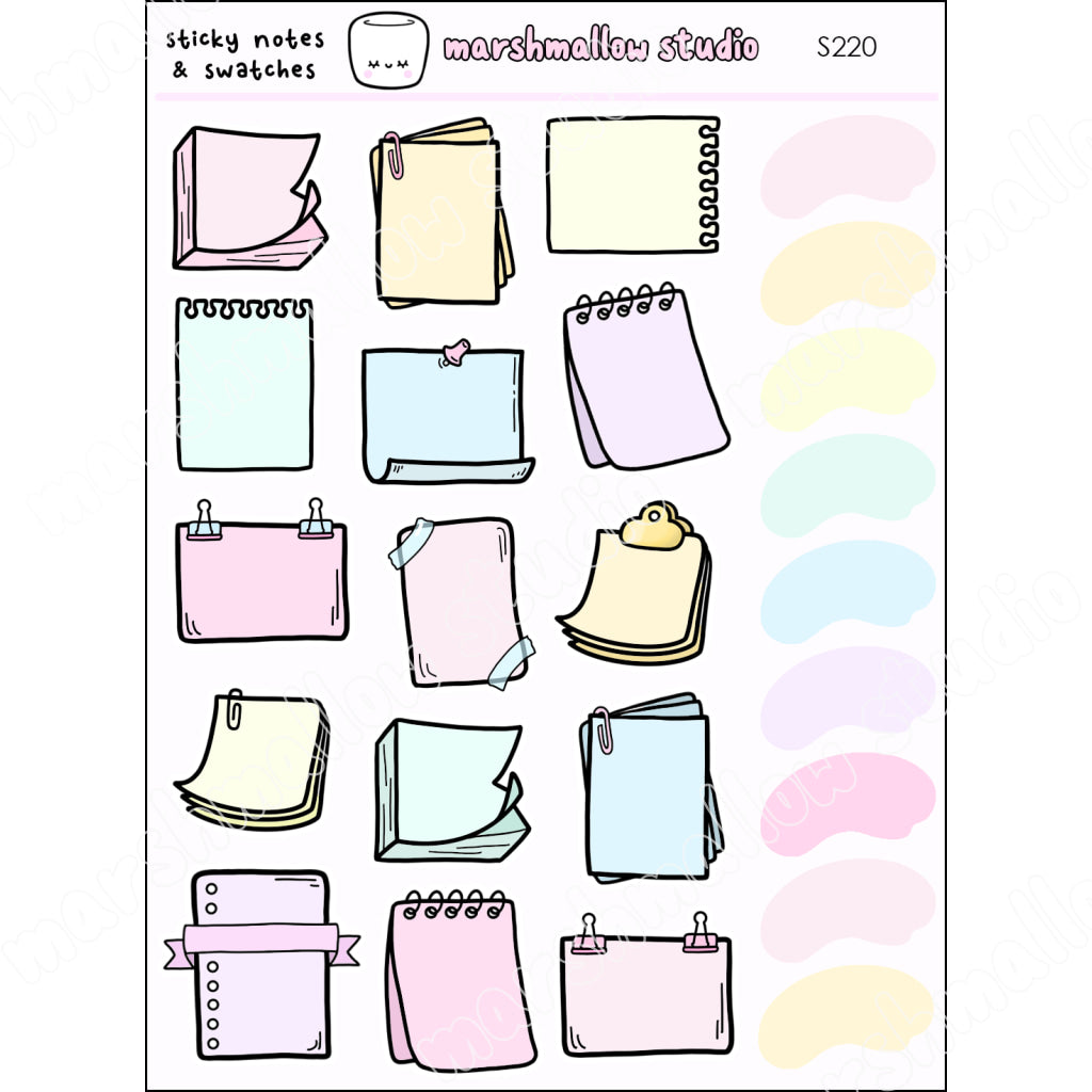 STICKY NOTES & SWATCHES - SAMPLER - PLANNER STICKERS - S220