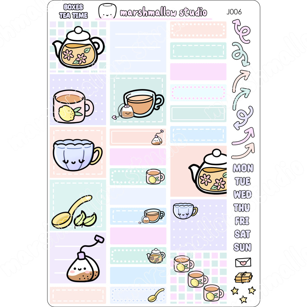 TEA BOX STICKERS - JUMBO SHEET - J006