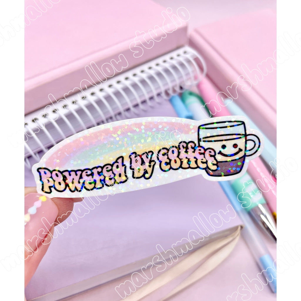 POWERED BY COFFEE - HOLO STICKER FLAKE - LIMITED EDITION
